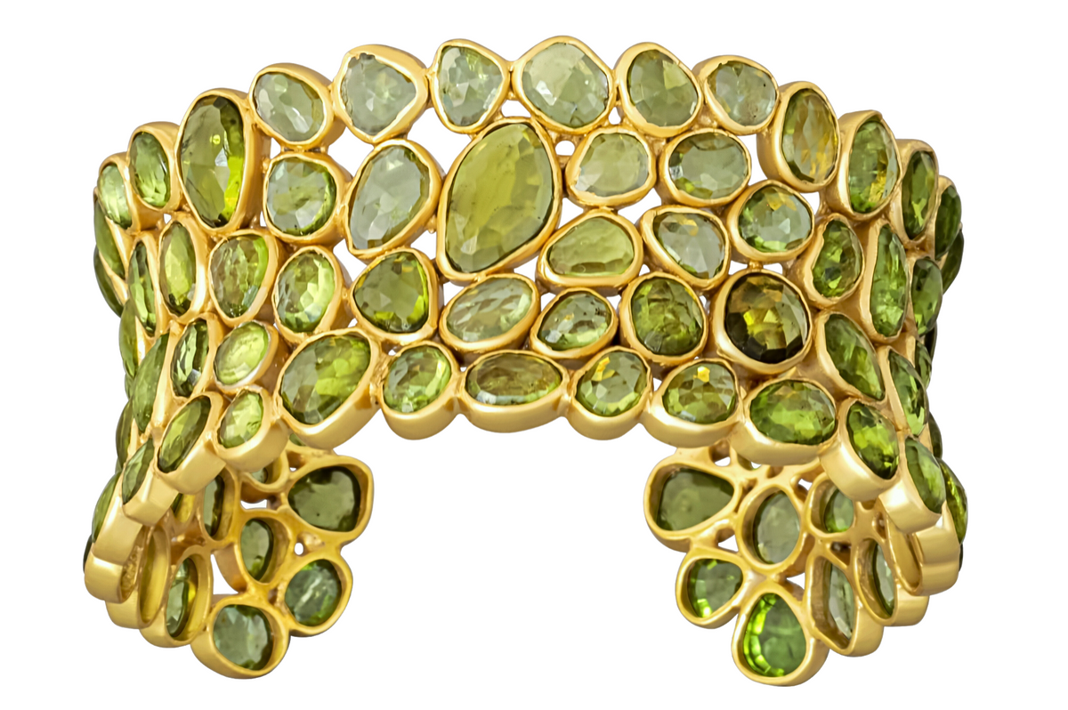 Aphrodite Peridot Cuff Bracelets | Pomegranate London